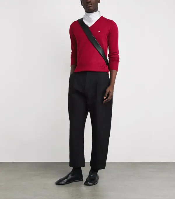 Emporio Armani Wool-cashmere Logo Sweater - Red
