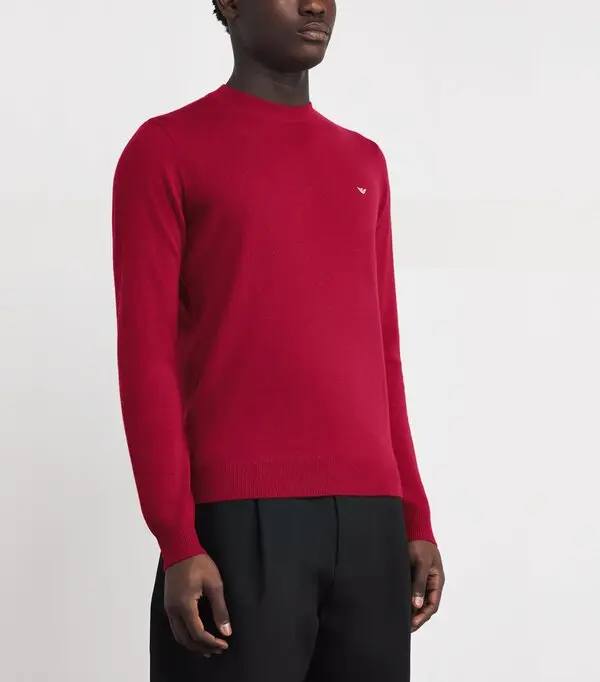 Emporio Armani Wool-cashmere Logo Sweater - Red