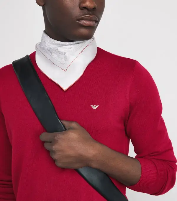 Emporio Armani Wool-cashmere Logo Sweater - Red