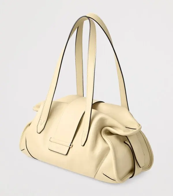 JIMMY CHOO Medium Leather Bar Holdall Bag - Beige