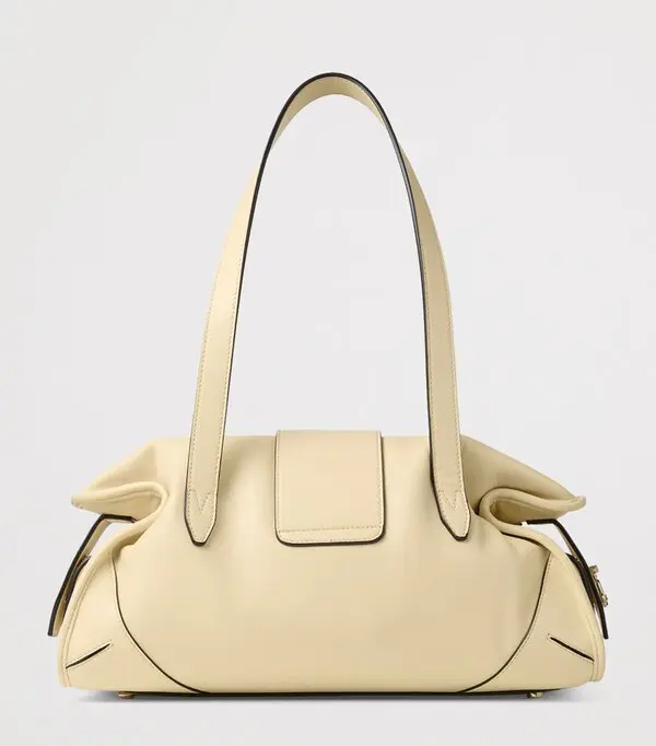 JIMMY CHOO Medium Leather Bar Holdall Bag - Beige