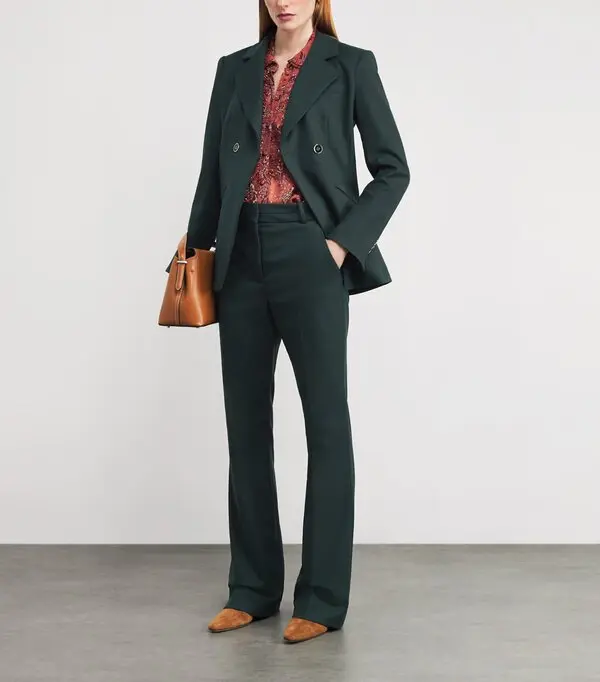 Veronica Beard Twill Melvin Tailored Trousers - Green