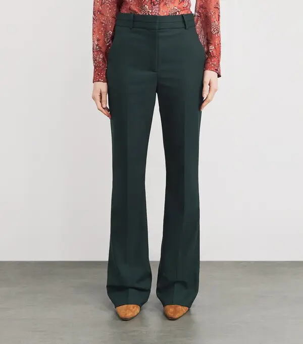 Veronica Beard Twill Melvin Tailored Trousers - Green