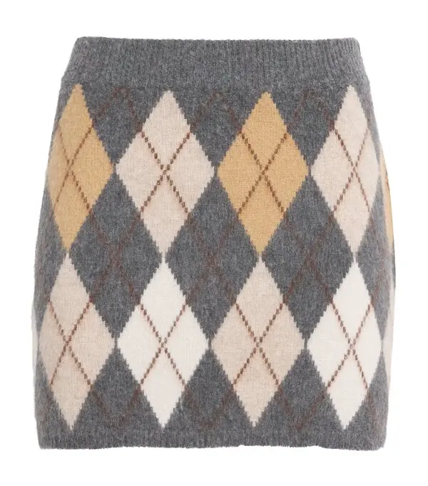 FRAME The Brushed Argyle Skirt - Grey
