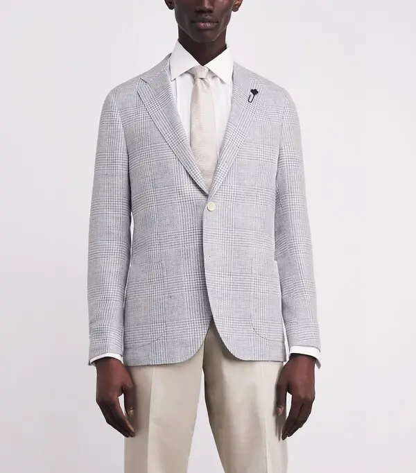 LARDINI Prince Of Wales Check Blazer - Blue