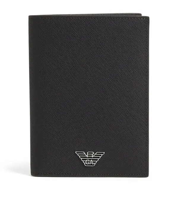 Emporio Armani Grained Leather Passport Holder - Black