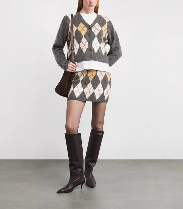FRAME Brushed Argyle Mini Skirt