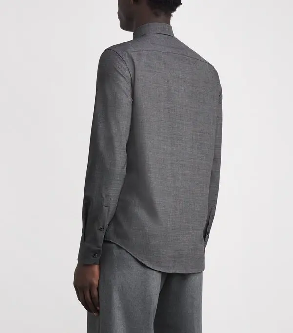 Emporio Armani Stretch-wool Logo Shirt - Grey