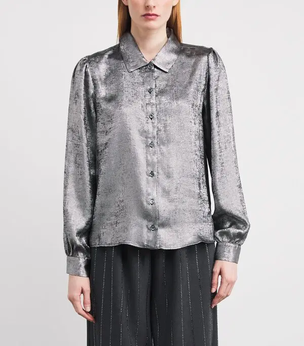 FRAME The Shiny Staple Blouse - Grey