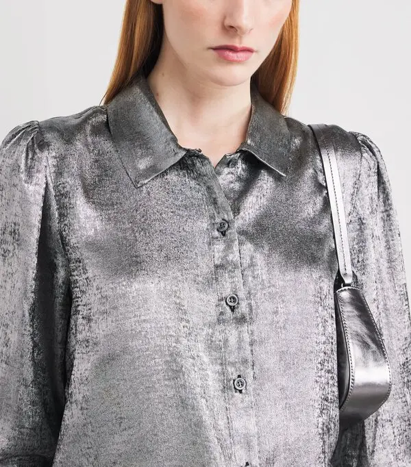 FRAME The Shiny Staple Blouse - Grey