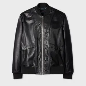 Paul Smith Leather Zip-front Bomber Jacket - Black