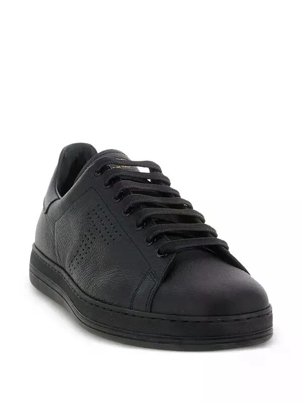 TOM FORD Perforated-logo Leather Sneakers - Black
