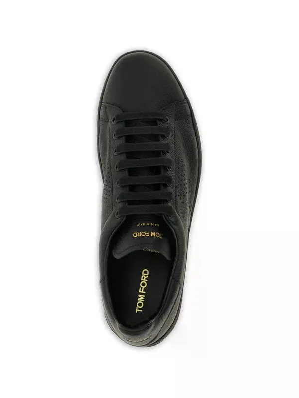 TOM FORD Perforated-logo Leather Sneakers - Black