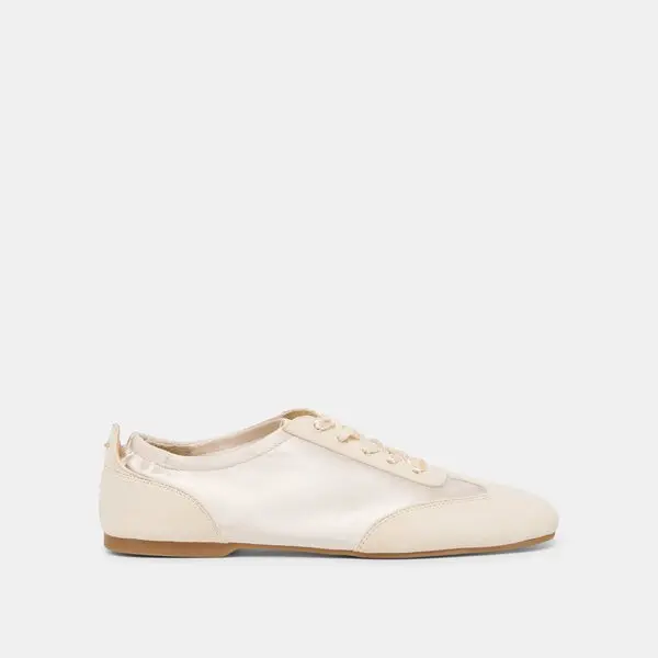 DOLCEVITA Itzy Satin And Suede Sneakers - Vanilla Satin