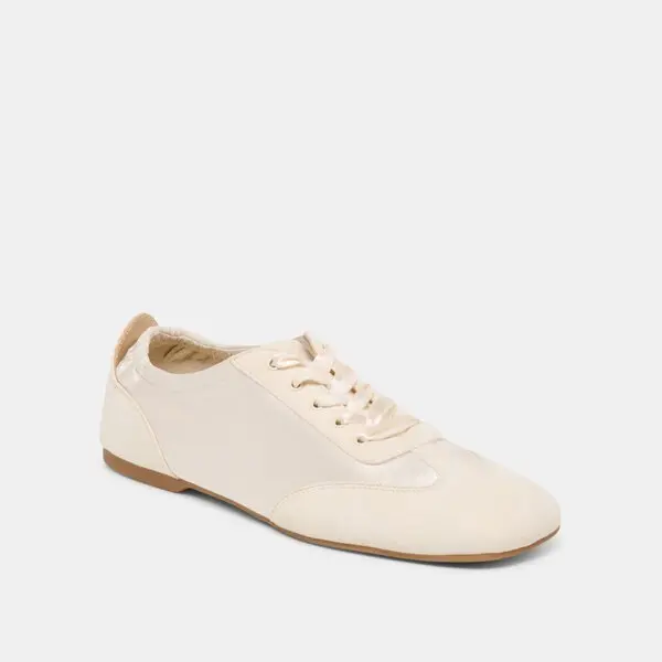 DOLCEVITA Itzy Satin And Suede Sneakers - Vanilla Satin