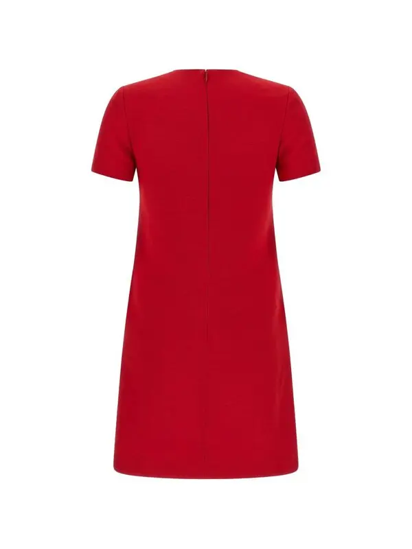 Valentino Garavani Vlogo Signature Wool And Silk Dress - Red