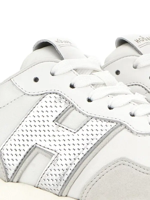 Hogan H641 Leather Sneakers - Silver