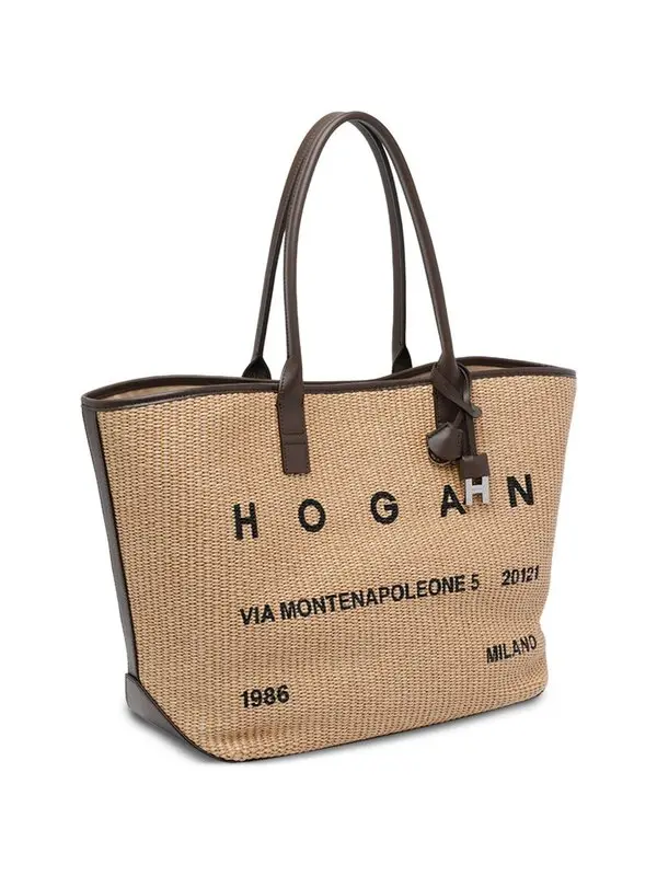 Hogan Medium Raffia Tote - Beige