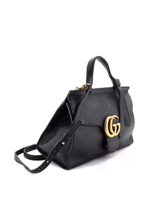 Gucci Gg Marmont Top Handle Satchel - Black