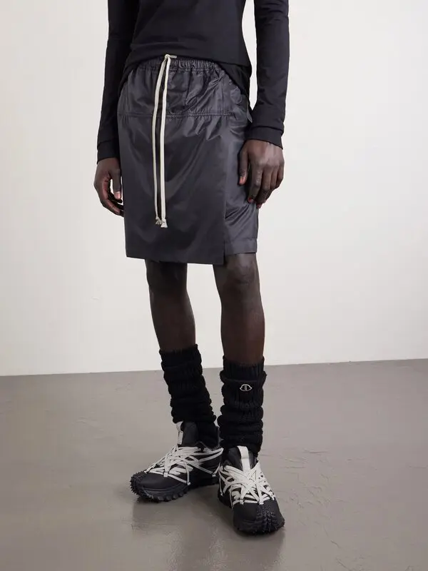 Rick Owens Moncler + Straight-leg Drawstring Shorts - Black