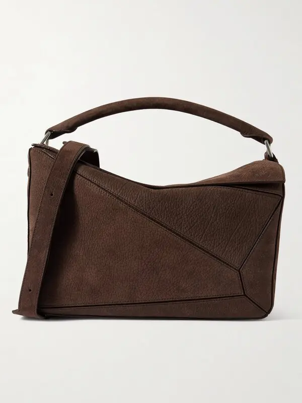 Loewe Puzzle Edge Large Logo-debossed Nubuck Messenger Bag - Brown
