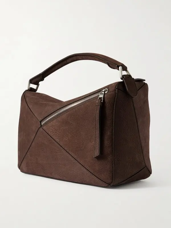 Loewe Puzzle Edge Large Logo-debossed Nubuck Messenger Bag - Brown
