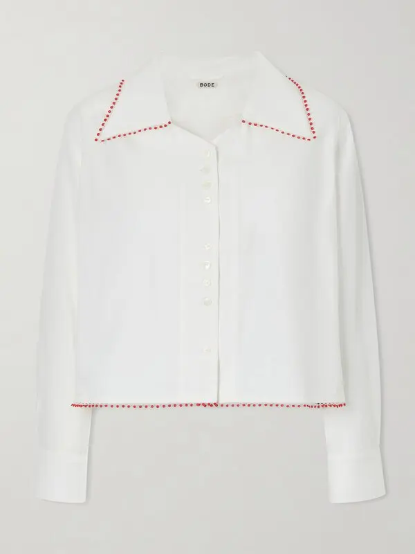 BODE Redbud Cropped Embroidered Shirt