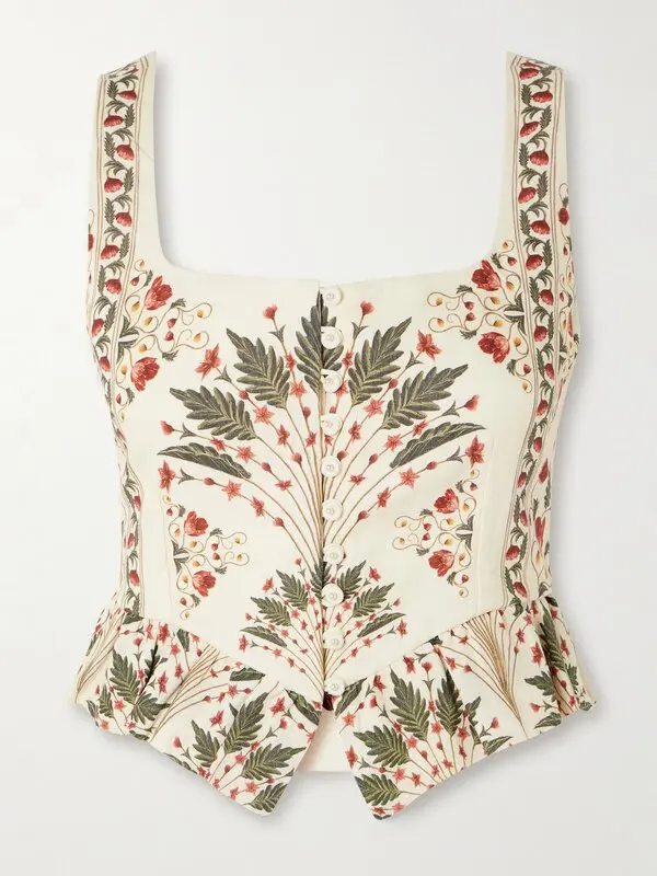 Agua Bendita Eslabon Andes Printed Linen Top