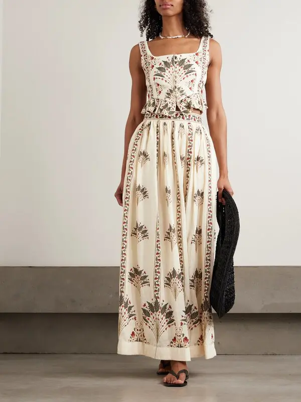 Agua Bendita Eslabon Andes Printed Linen Top
