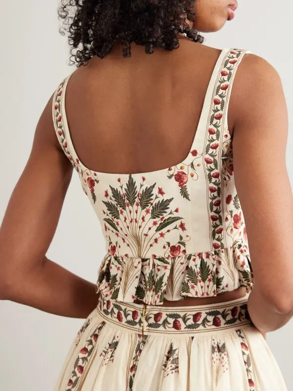 Agua Bendita Eslabon Andes Printed Linen Top