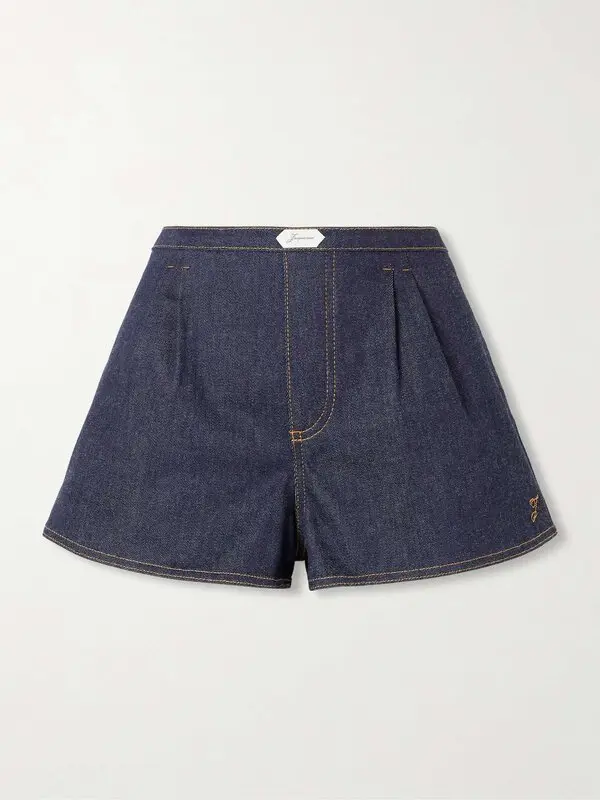 Jacquemus Amelo Embroidered Denim Shorts - Navy