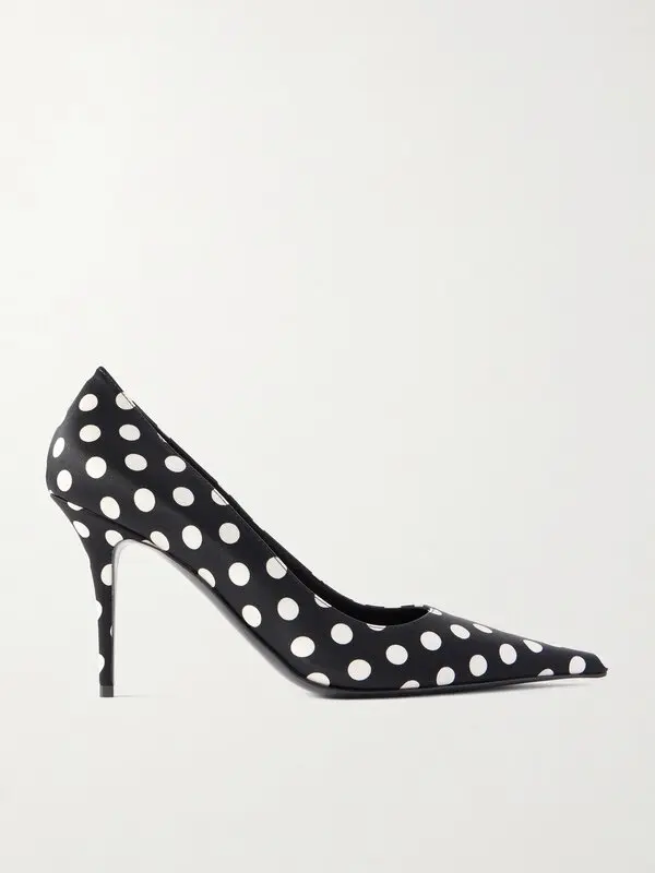 Amina Muaddi Barbara Polka-dot Satin Pumps