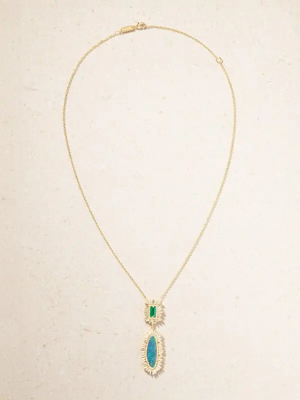 SUZANNE KALAN 18-karat Gold Multi-stone Necklace - Green