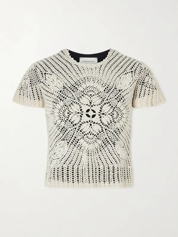 Magda Butrym Layered Jersey And Crocheted Cotton Top