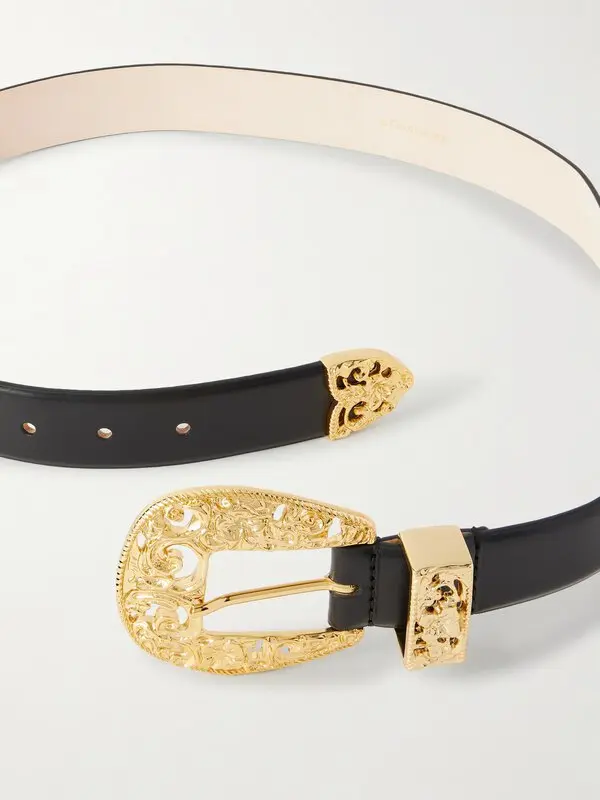 DEHANCHE Leather Waist Belt With Oversized Gold-tone Hardware - Black