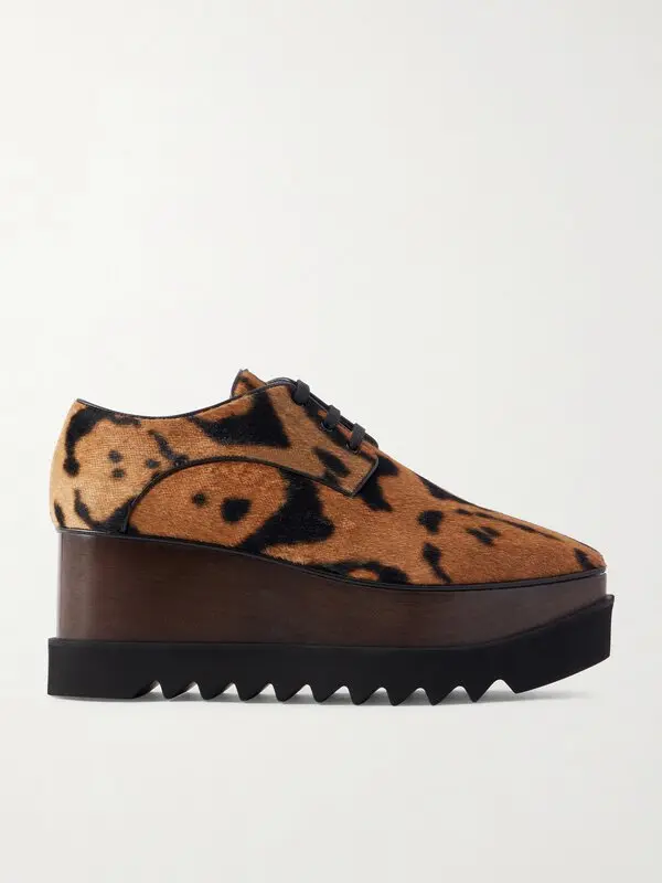 Stella McCartney Elyse Animal-print Velvet Platform Brogues - Animal Print