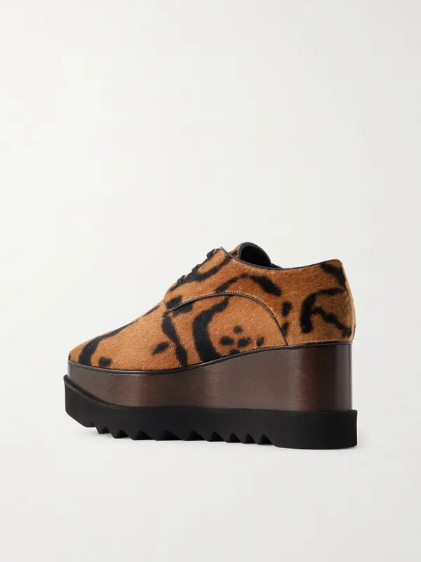 Stella McCartney Elyse Animal-print Velvet Platform Brogues - Animal Print