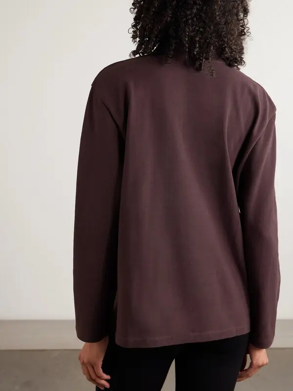 FLORE FLORE Diana Organic Cotton-piqué Polo Shirt - Brown