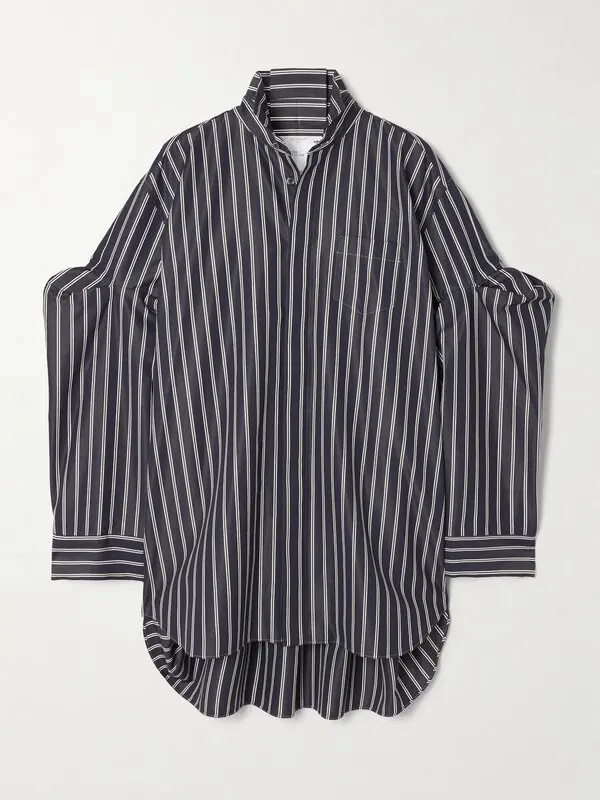 Sacai Oversized Striped Poplin Shirt - Blue