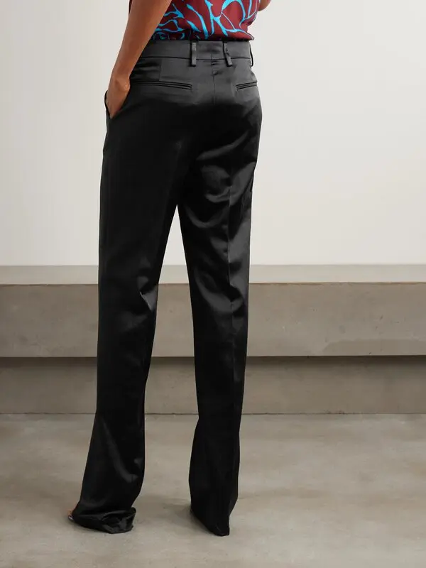 Dries Van Noten Washed Cotton-blend Satin Slim-leg Pants