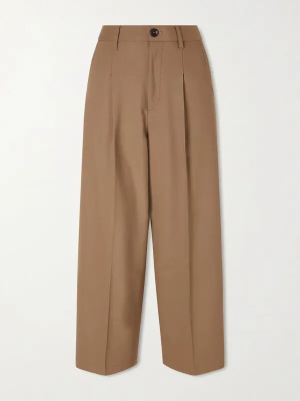 Maria Mcmanus Cropped Pleated Wool-blend Wide-leg Pants