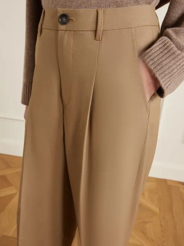 Maria Mcmanus Cropped Pleated Wool-blend Wide-leg Pants