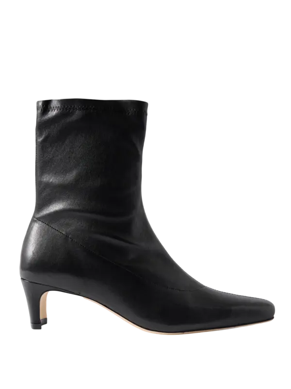Staud Wally Sock Leather Ankle Boots - Black