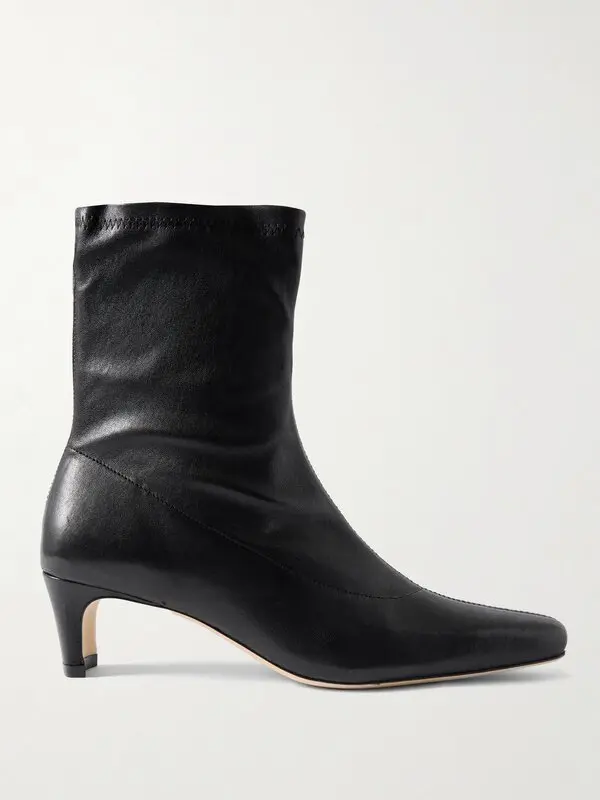 Staud Wally Sock Leather Ankle Boots - Black