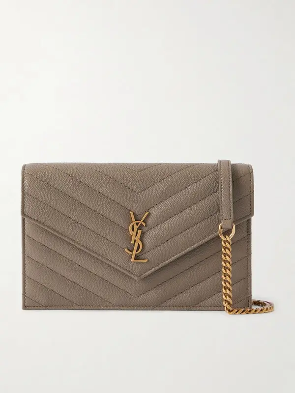 Saint Laurent Cassandre Matelassé Textured-leather Shoulder Bag - Brown