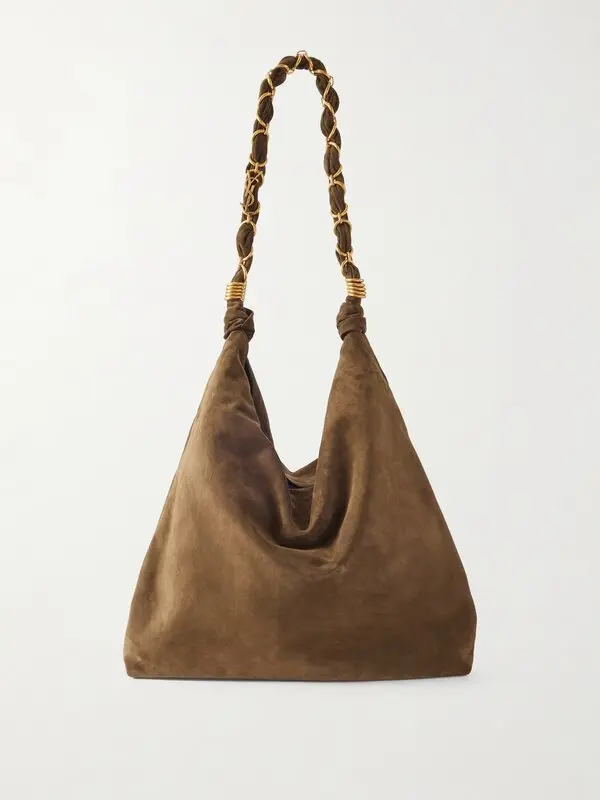 Saint Laurent Amalia Medium Suede Tote - Brown