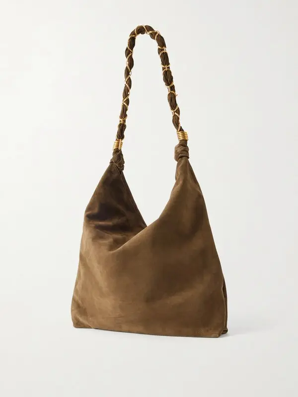 Saint Laurent Amalia Medium Suede Tote - Brown