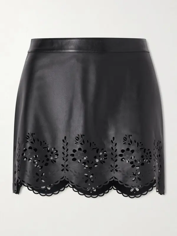 Isabel Marant Natea Laser-cut Leather Mini Skirt