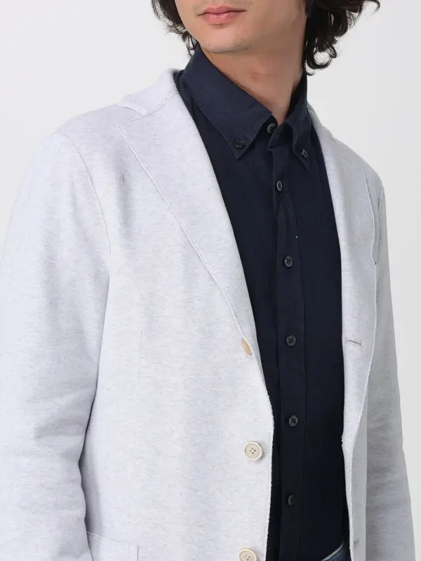 Eleventy Jacket With Hood And Notched Lapel - Grey