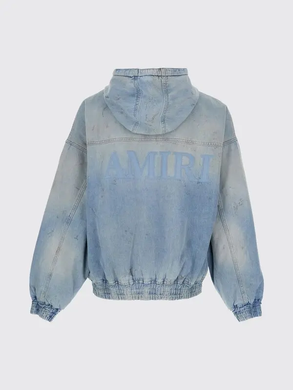 Amiri Distressed Denim Zip-up Hoodie - Gnawed Blue